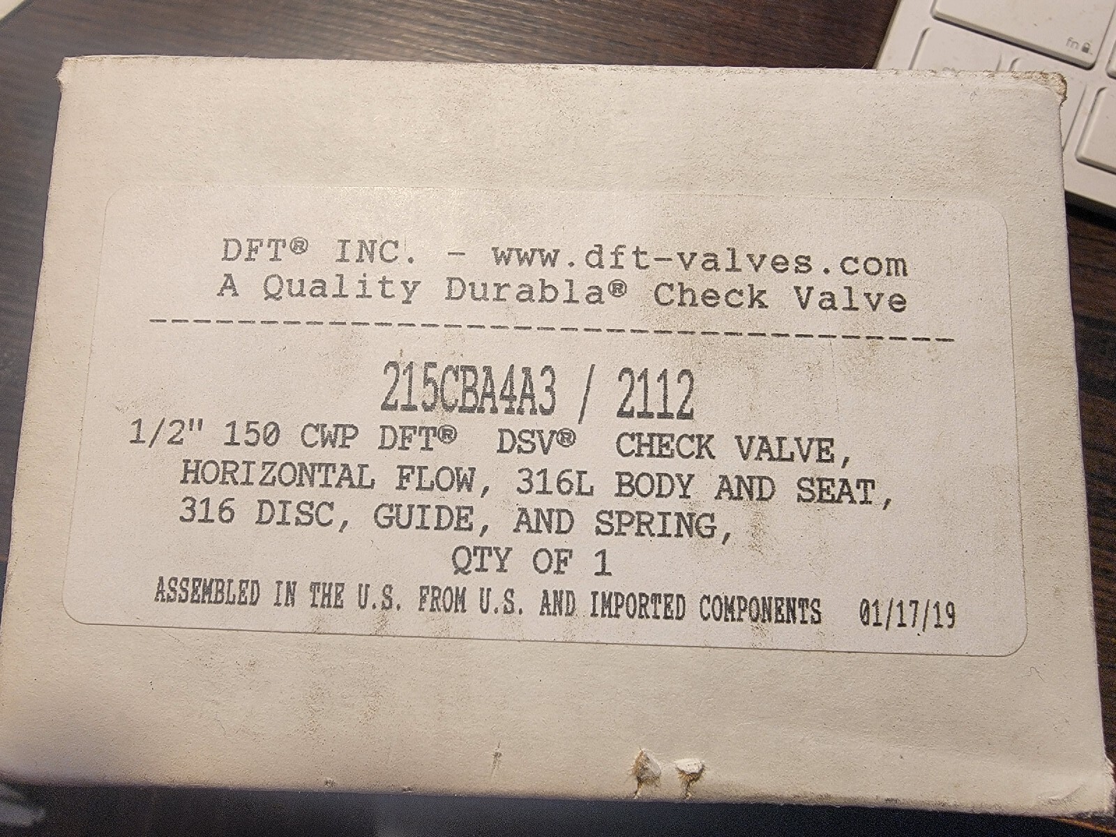 DFT Sanitary Horizontal Flow DSV Check Valve 1/2", 150 CWP 316SS ...