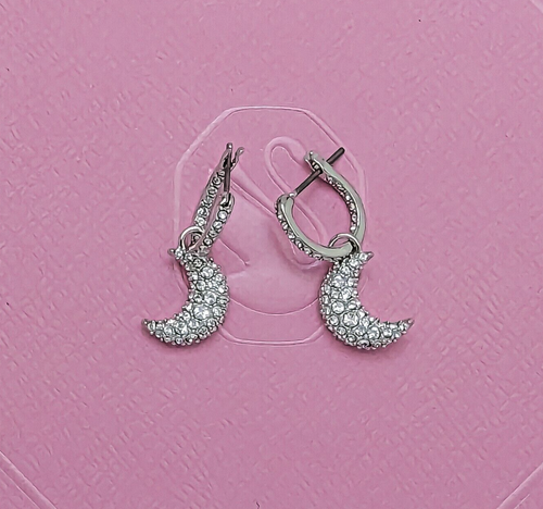 New 100% Authentic SWAROVSKI Pave Crescent Moon Luna Hoops Drop ...