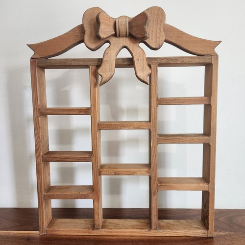 Vintage Wood Display Wall Shelf Bow Cubby Curio Knick Knack Trinket ...