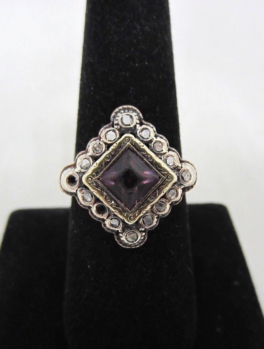 Rare Georgian Antique Raw Diamond and Colored Glass R… - Gem