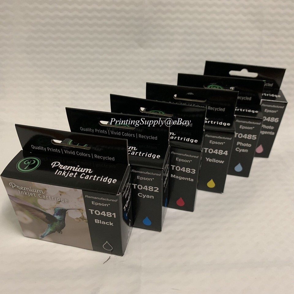 6PK Ink For Epson 48 T0481 - T0486 Stylus Photo R200 R220 R300 RX500 ...