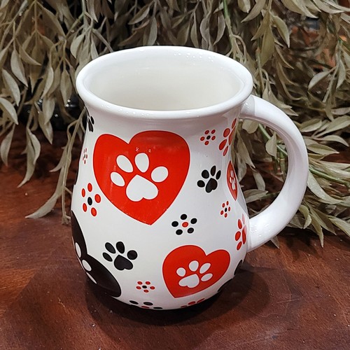 Temptations By Tara Pawfetti Black & Red Paw Prints and Hearts Mug 16oz ...