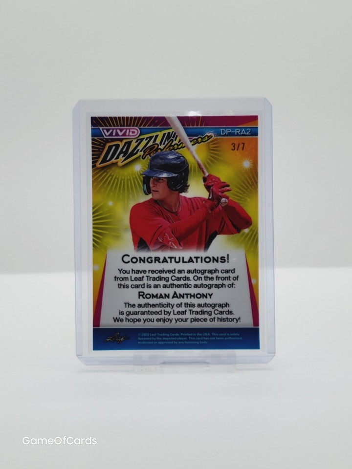 2023 Leaf Vivid ROMAN ANTHONY Auto Autograph /7 - Hot Prospect 🔥 | eBay