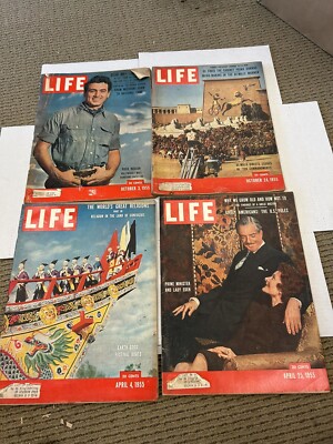 LIFE MAGAZINES 1955 APRIL25, APRIL 4, OCTOBER 3, OCTOBER 24 VINTAGE ADS ...