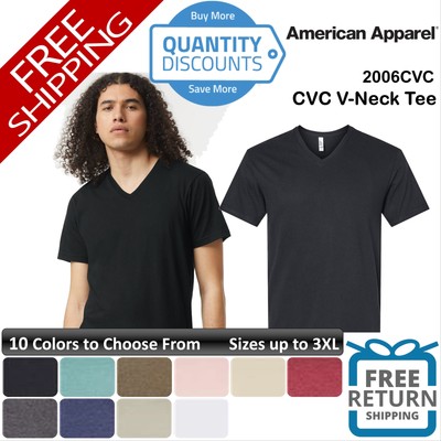 🔥 🔥 American Apparel Men Cvc V-neck Tee Shirt Cotton Blend Up To 3XL ...