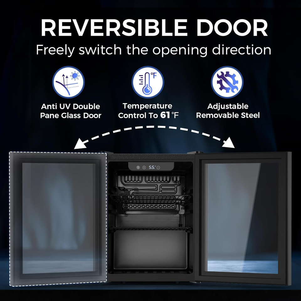 68 Can Mini Beverage Cooler with Glass Door & Digital Temp Control for ...
