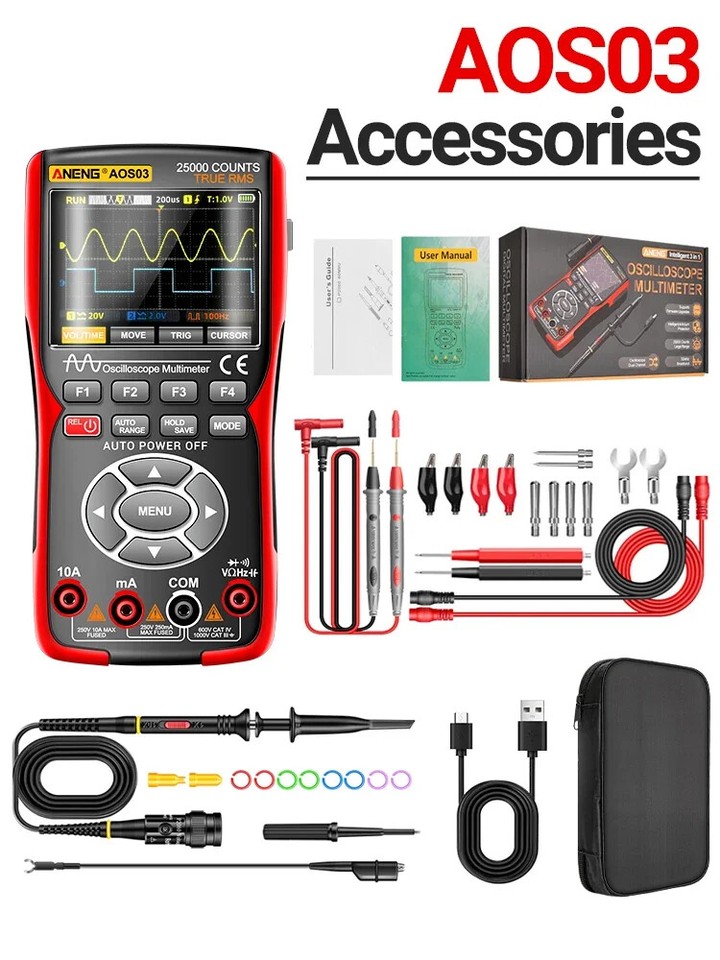ANENG Oscilloscope Multimeter Signal Generator Handheld LCD Display ...