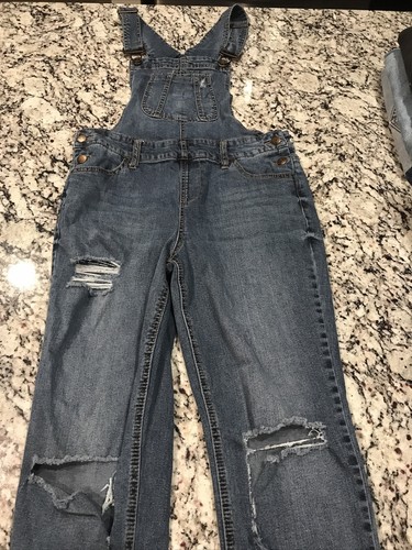 Juniors Blue Spice Distressed Overalls Size 9 (29x28) | eBay