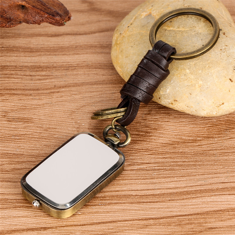 Old Fashion Rectangle Dual Time Zone Unisex Quartz Analog Pocket Watch ...