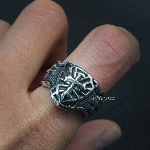 Mens Christian Knights Templar Biker Cross Ring Stainless Steel Size 7 ...