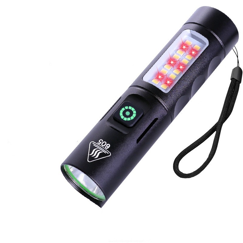 Rechargeable Torch LED Flashlight Hiking Trips Side Light Modes Strobe ...
