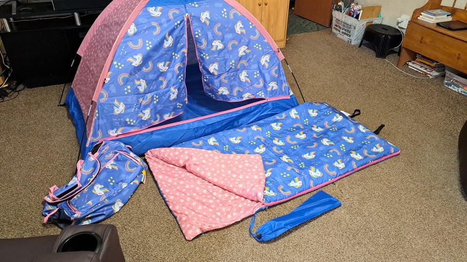 Sam's 3 Piece Slumber Kids Combo Sleeping Bag & Duffel Bag & Tent Unicorn Design | eBay