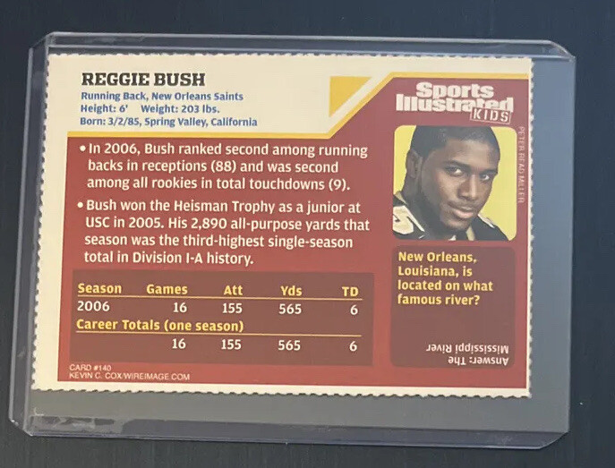 Reggie Bush Rookie 2006 New Orleans Saints Sports Illustrated for Kids ...
