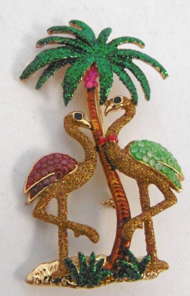 Butler And Wilson Flamingo Brooch Large Pair Of Rhine… - Gem