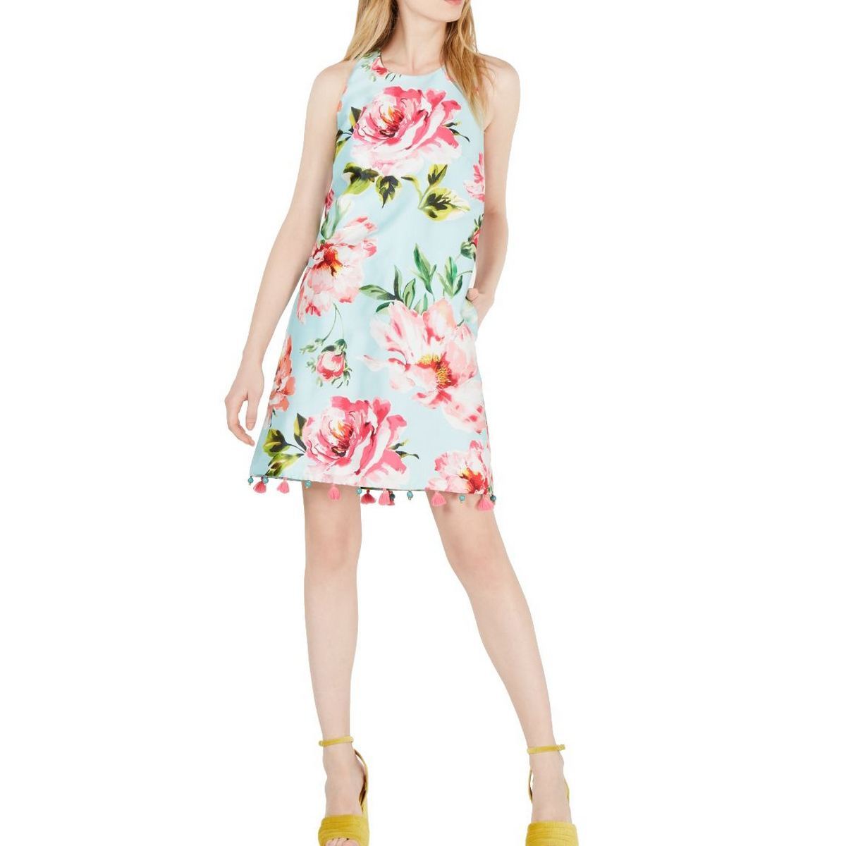 LAUNDRY BY SHELLI SEGAL Women's T-back Embellished Hem Satin Sheath ...