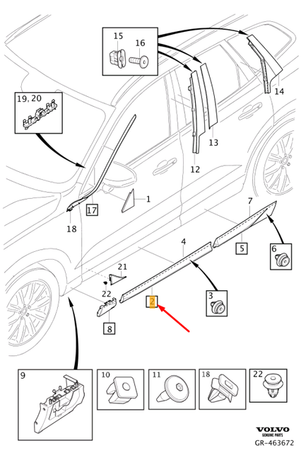 VOLVO XC60 MK2 Front Left Door Outside Trim Molding 39794725 GENUINE ...