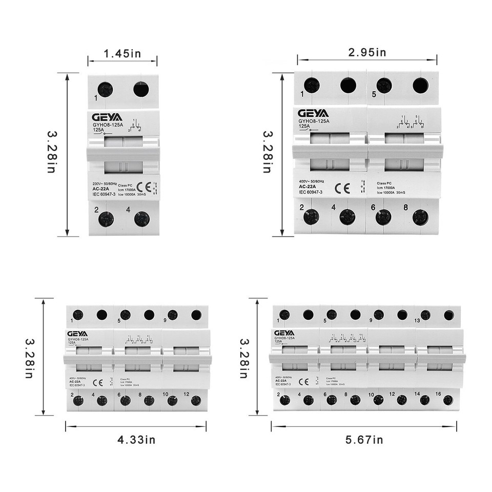 GEYA Manual Changeover Transfer Switch 2P 125A Dual Power 400V Grid ...