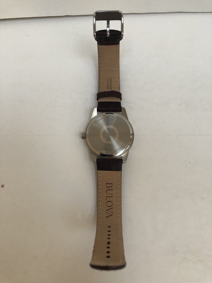 Bulova Men's 96A153 Classic Quartz Silver Dail Brown Leather Band Watch ...
