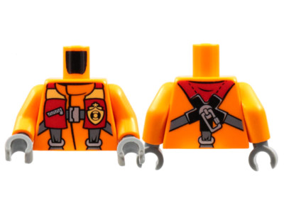 LEGO Minifigure TORSO Orange Coast Guard Rescue Pilot Diver with ...