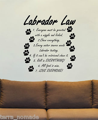 Labrador House Rules Paw Wall Quote Sticker Art Decal Decor Labrador ...