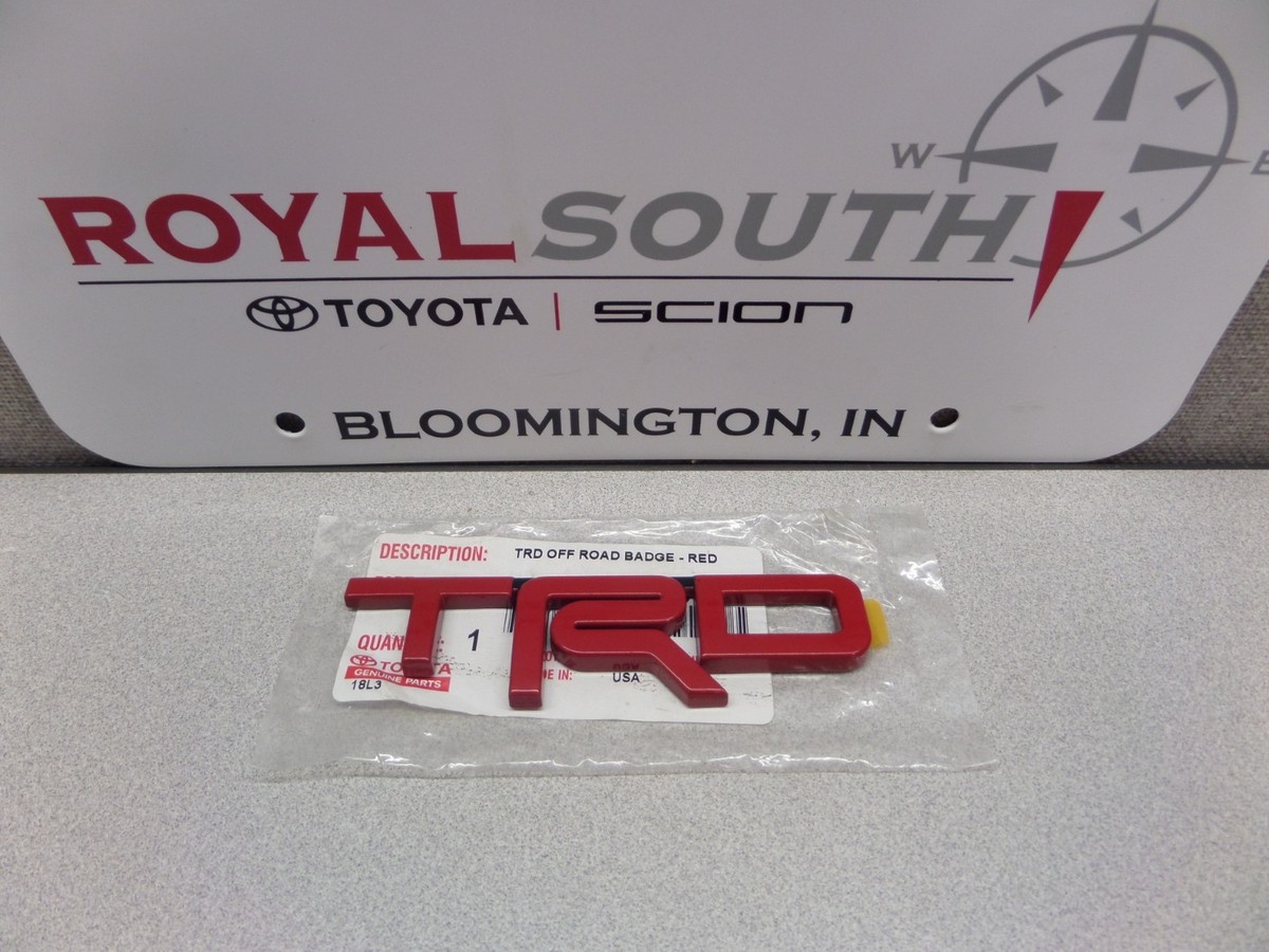 Red Trd Logo 2pcs Trd Off Road Emblem Nameplate Badge For Tacoma