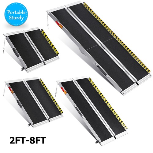 2'-8' Folding Aluminum Wheelchair Ramp Portable Mobility Scooter Non ...