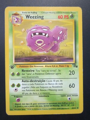 WEEZING NON HOLO POKEMON CARD 1ST EDITION 45/62 FOSSIL GERMAN LANGUAGE ...