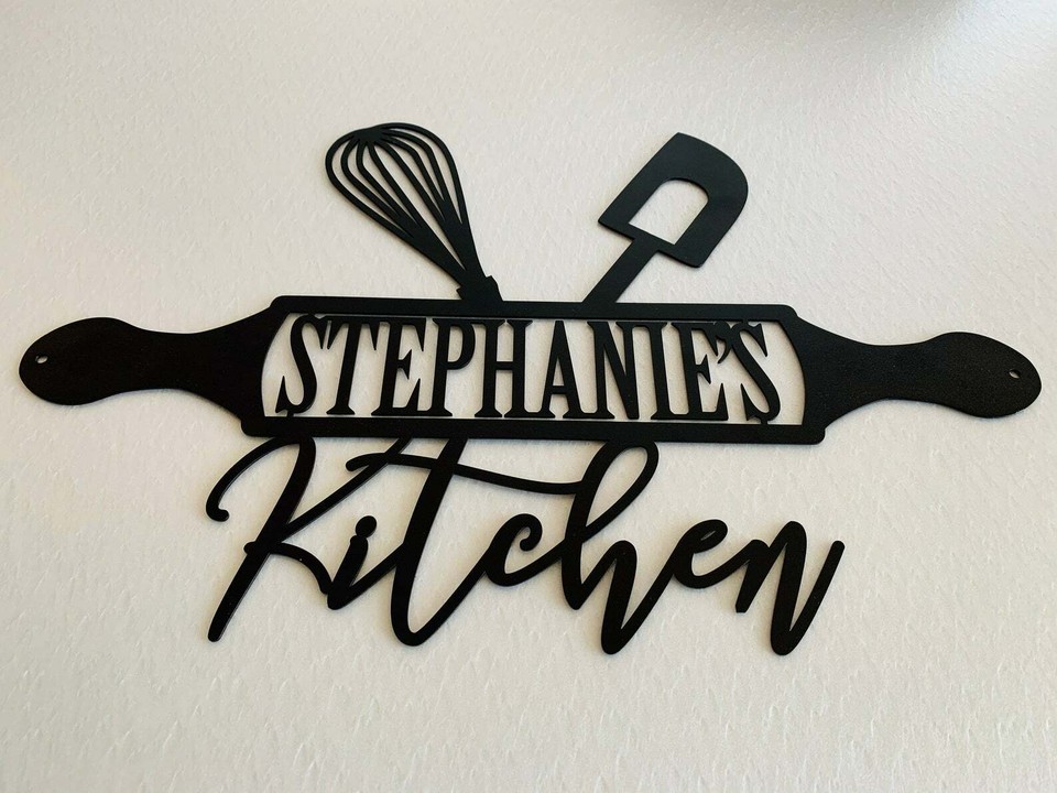 Personalized Kitchen Name Sign Plaque Metal Wall Art Mother Gift Mom's ...