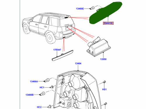 GENUINE LAND ROVER STOP LAMP REAR STOP HIGH MOUNTED LR2 11-14 NEW ...