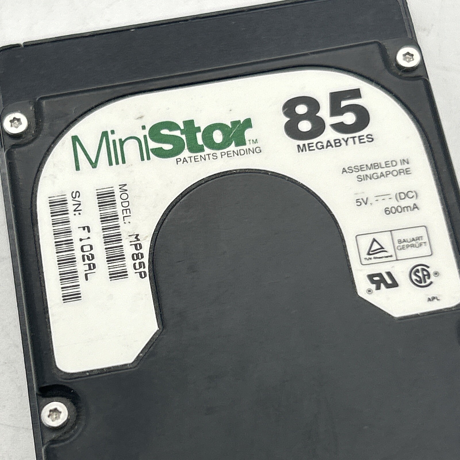 Integral MiniStor 85MB HDD PC Card Hard Disk Drive Model# MP85P | 85 MB ...
