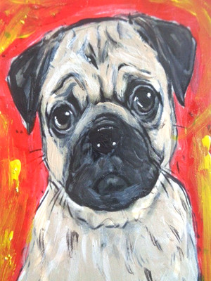 Original ACEO ADORABLE PUG DOG Painting COLLECTIBLE ART | eBay