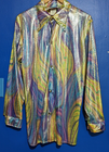 Charades Multi Color Metallic Rainbow Disco Costume Shirt - Halloween ...