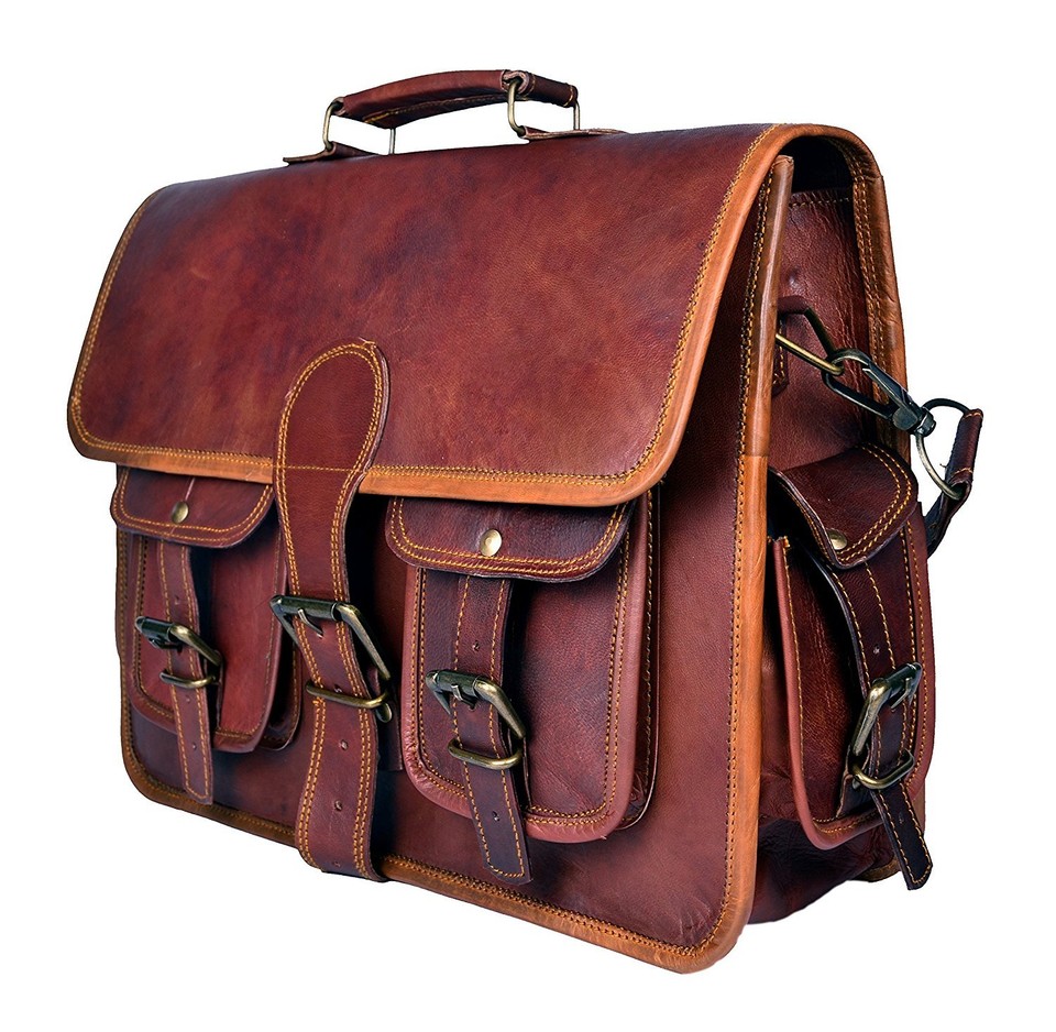 Vintage Leather Men's Handmade Brown Laptop Shoulder Satchel Messenger ...