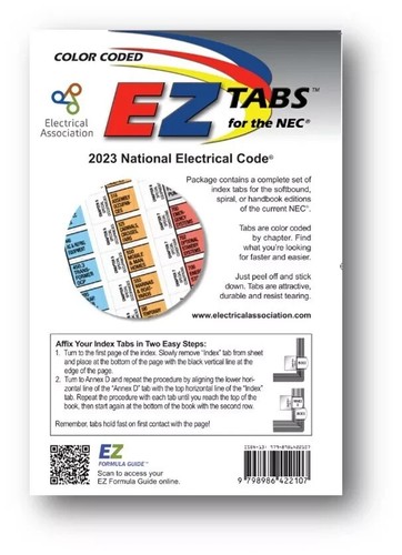 2023 Color Coded EZ Tabs with EZ Formula Guide Based based on NEC Code ...