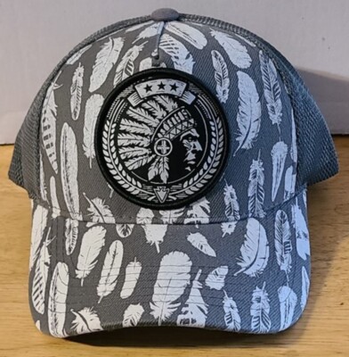 INDIAN CHIEF FEATHERS NATIVE PRIDE SNAPBACK MESH BACK BASEBALL CAP ...