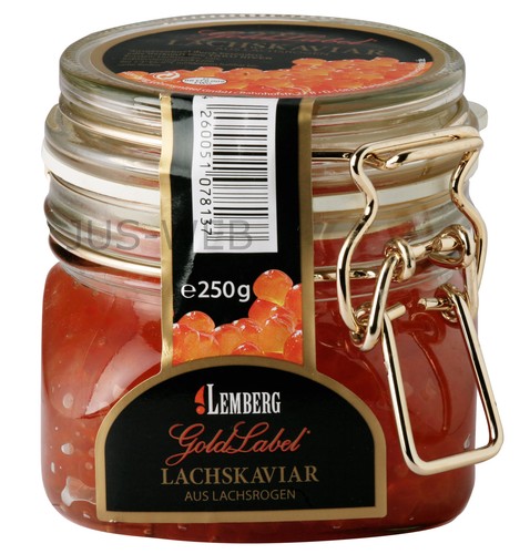 250g Keta Lachs Kaviar Fisch Rogen Wildfang USA Alaska Lemberg Koscher ...