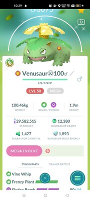 Pokémon G0 --Shiny Venusaur ( Maxed Out to Level 50) ( Two Charged ...