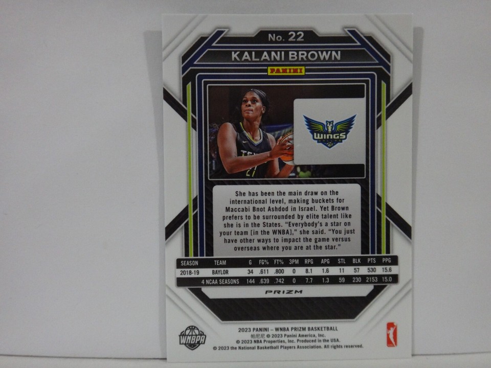 2023 Panini WNBA Prizm #22 Kalani Brown Retail Green Prizm Wings | eBay