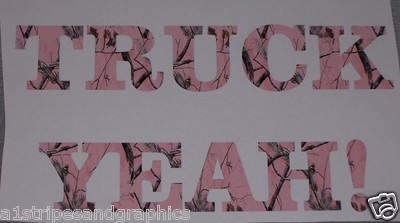 6X11" TRUCK YEAH PINK CAMO Decal Decals FIT F150 Ram F250 Sierra Chevy ...