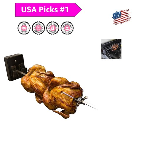 Durable Rotisserie Kit with Spit Rod and Meat Hooks for Versatile ...