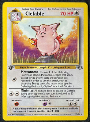 Pokémon TCG 1999 Clefable Jungle 17/64 1st Edition Rare Lightly Played ...