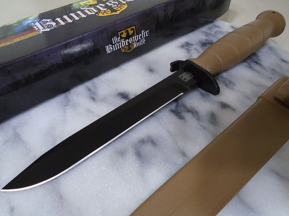 Bundeswehr German Combat Knife Fixed Blade Locking Sheath Desert Tan ...