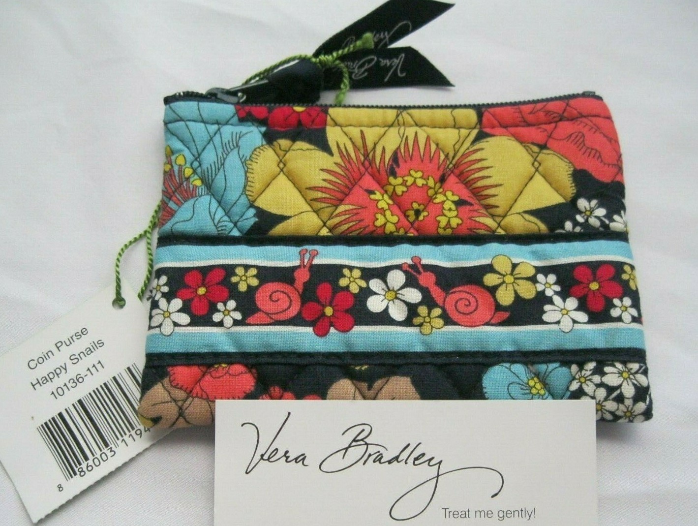 Vera Bradley HAPPY SNAILS Coin COSMETIC LIPSTICK Case PURSE 4 TOTE ...