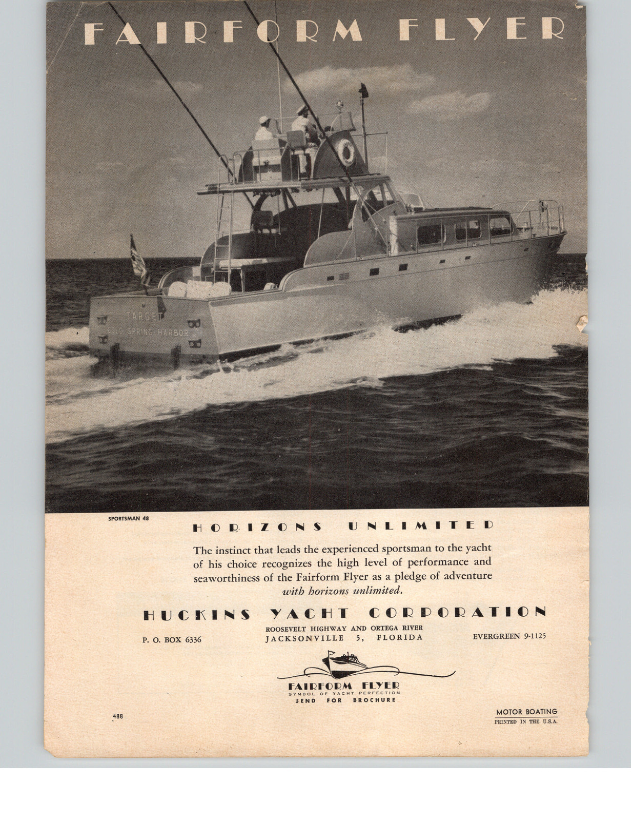 1958 PAPER AD Huckins Yacht Fairform Flyer Motor Boat 48' Sportsman | eBay