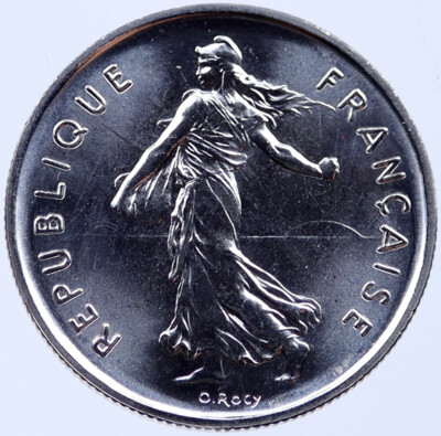 1972 FRANCE La Semeuse French SOWER WOMAN Old Vintage 5 Francs Coin ...