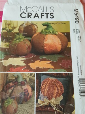 McCalls Crafts Pattern 5490 Fall Decorations Pumpkins Pillows Tablewear ...