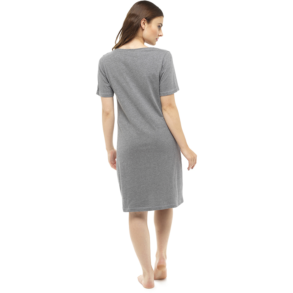 Ladies Short Sleeve Slogan Nightdress Cotton Jersey Nightie Fun Night ...