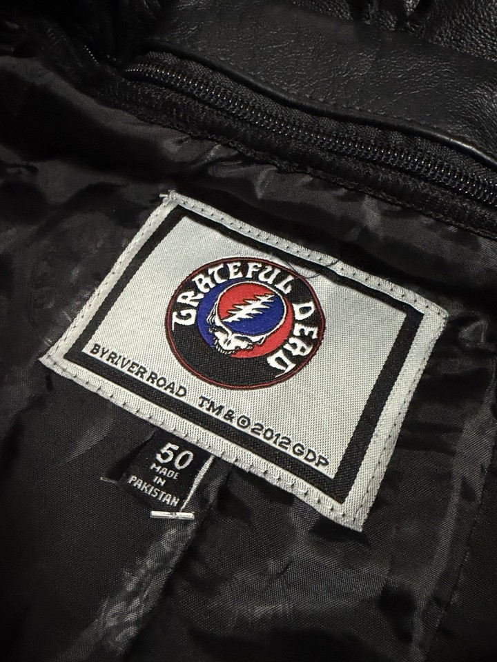 2012 Grateful Dead River Road Leather Jacket Skull Back Patch Rare Size ...