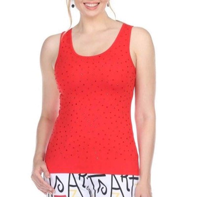 Women's Red Rhinestone Tank Top Size S AZI New York Jeans Dressy NWT | eBay