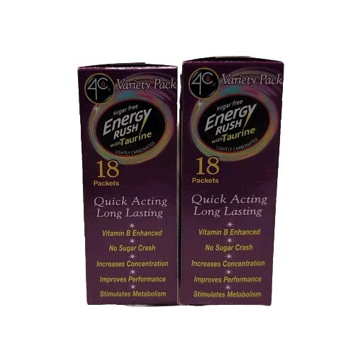 2PK 4C Energy Rush ~ 18 Packets Each ~ Citrus, Orange & Berry Flavor ...